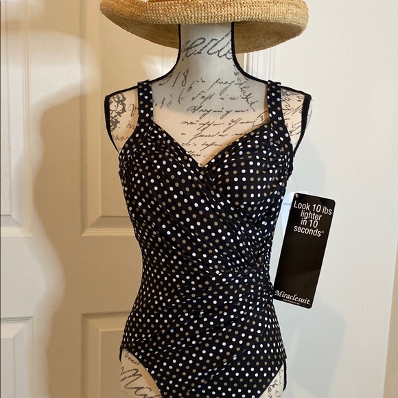 Miraclesuit | Swim | Miraclesuit Black Tan And White Polka Dot One ...
